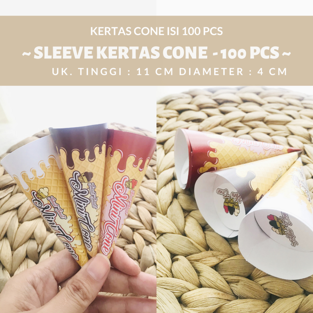 Jual Kemasan Cone Ice Cream Mini Kemasan Kap Es Krim Kertas Corong ...