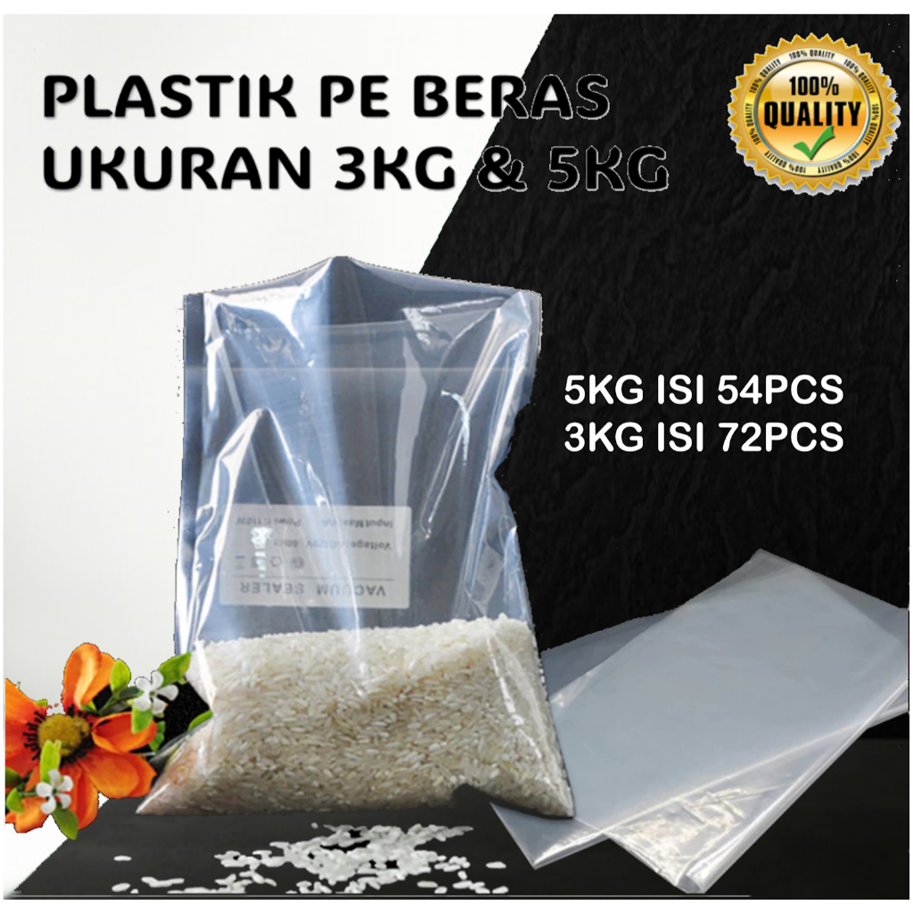 Jual plastik pe kantong beras gula tepung 3kg 5kg polos 1 kg | Shopee Indonesia