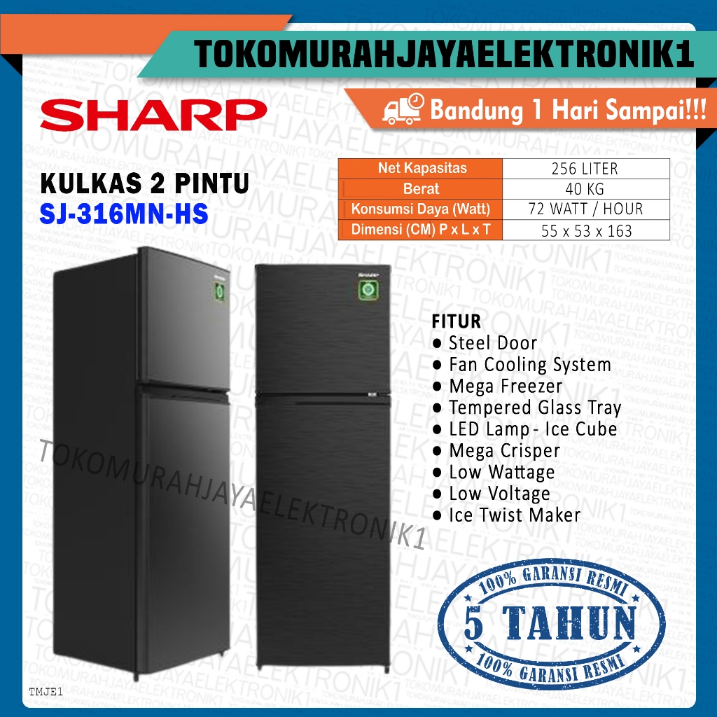 Jual Kulkas Sharp 2 Pintu 205 Liter SJ-316MN-HS No Frost Kirei Series Garansi Resmi | Shopee ...