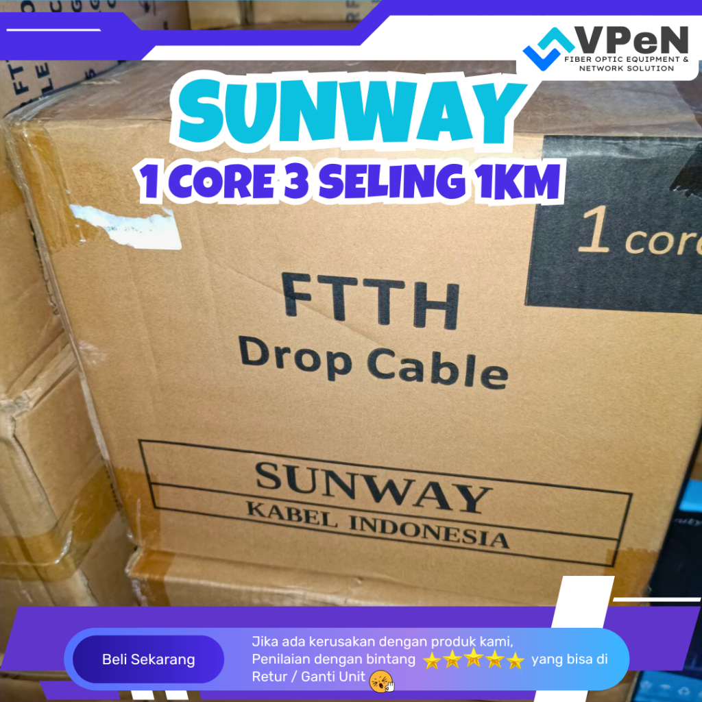 Jual Kabel Fiber Optic Sunway 1 Core 3 Seling 1KM | Shopee Indonesia
