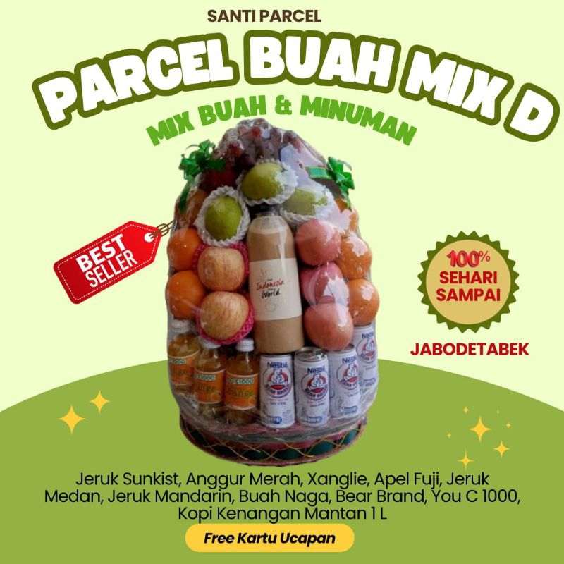 Jual parcel buah / hampers Mix kopi kenangan mantan 1L, susu bear brand ...