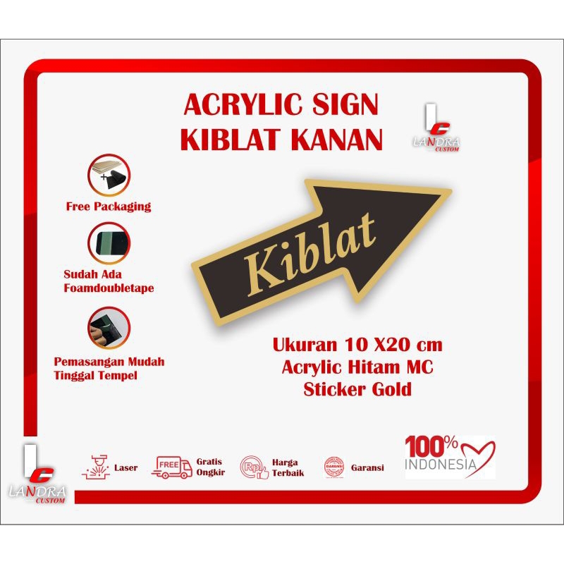 Jual Acrylic sign kiblat panah kanan - signage - signboard - papan ...