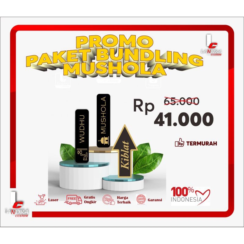 Jual Paket Bundling Acrylic Mushola - Sign Kiblat - Sign Mushola - sign ...
