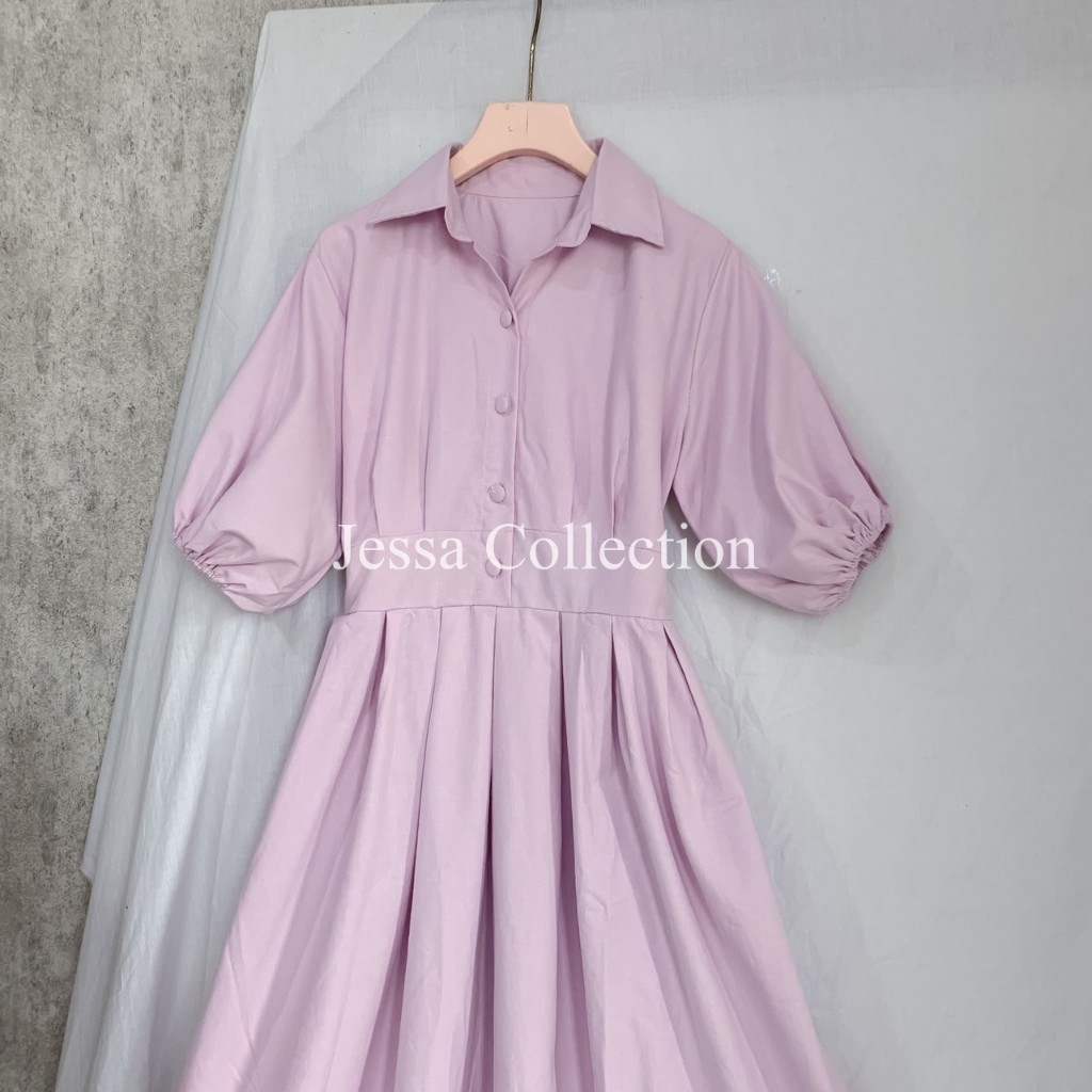 Jual Keisha Dress TH 1096 KATUN OXFORD Gaun Midi Wanita Motif Polos ...
