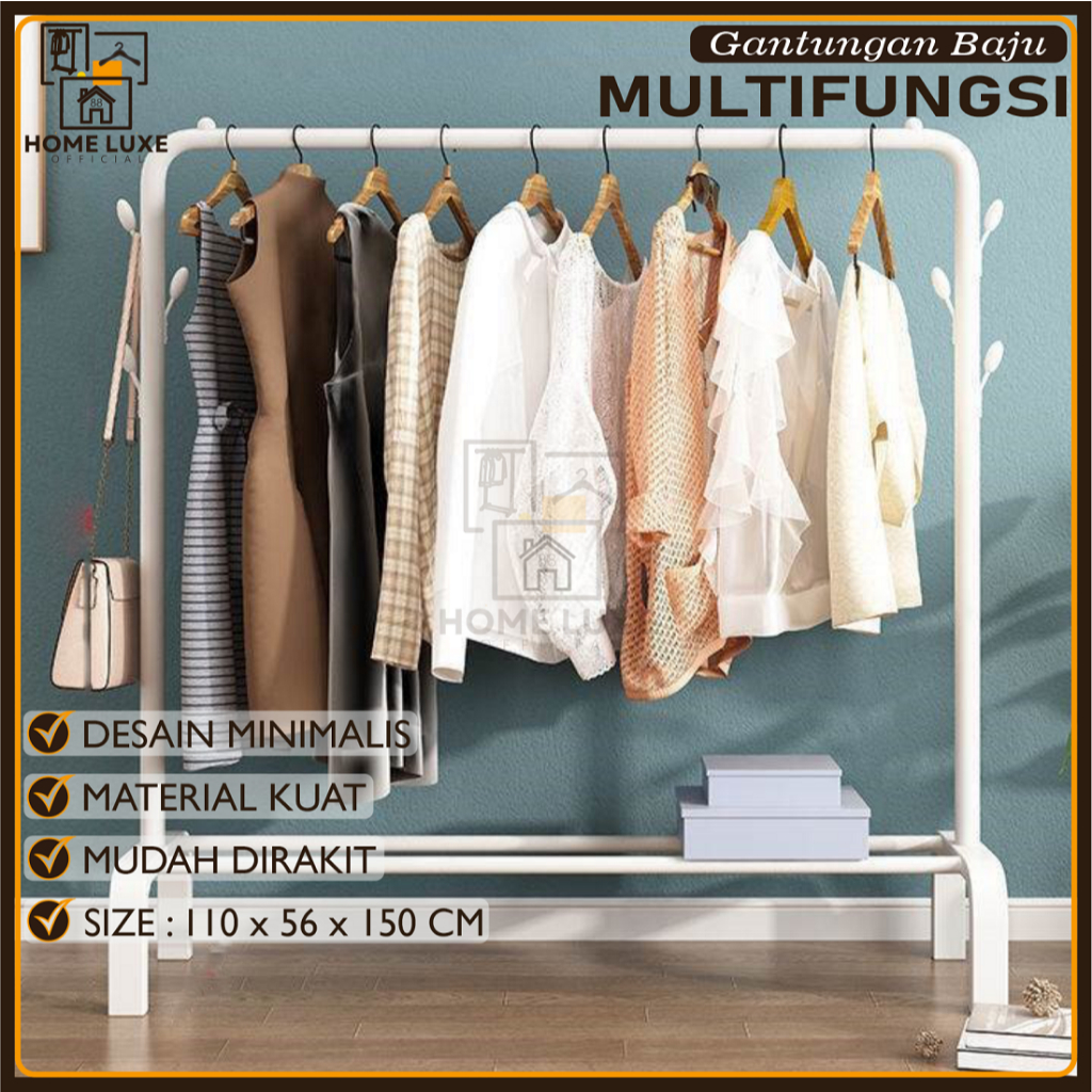 Jual HOMELUXE Stand Hanger Gawang Double Rack / Rak Gantungan Baju ...