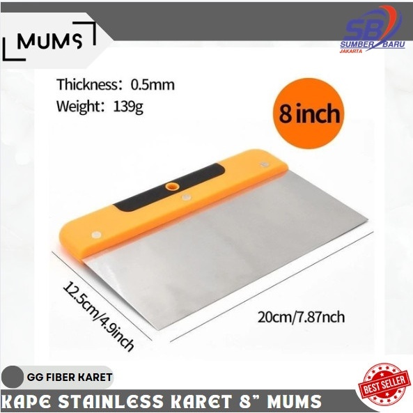 Jual Kapi Kape Skrap Gypsum Gipsum 8 inch 20 cm Stainless Gagang Karet Fiber Alat Dempul Plamir ...