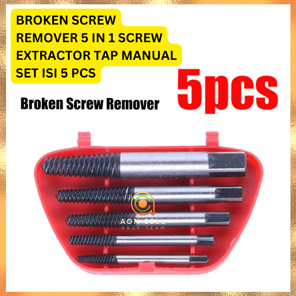 Jual Broken Screw Remover 5 in 1 Screwextractor tap manual set isi 5 ...
