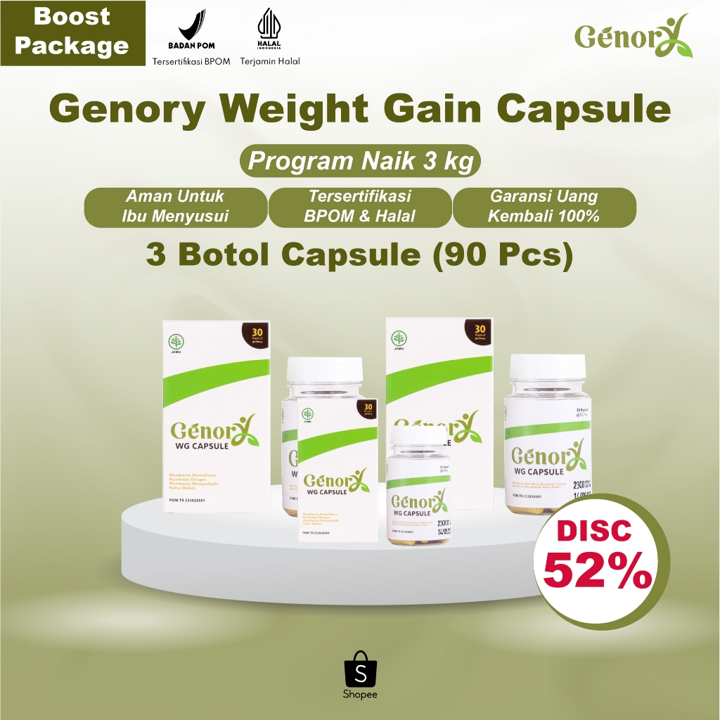 Jual GENORY Capsule Penggemuk BB (Paket 3 Botol) | Shopee Indonesia