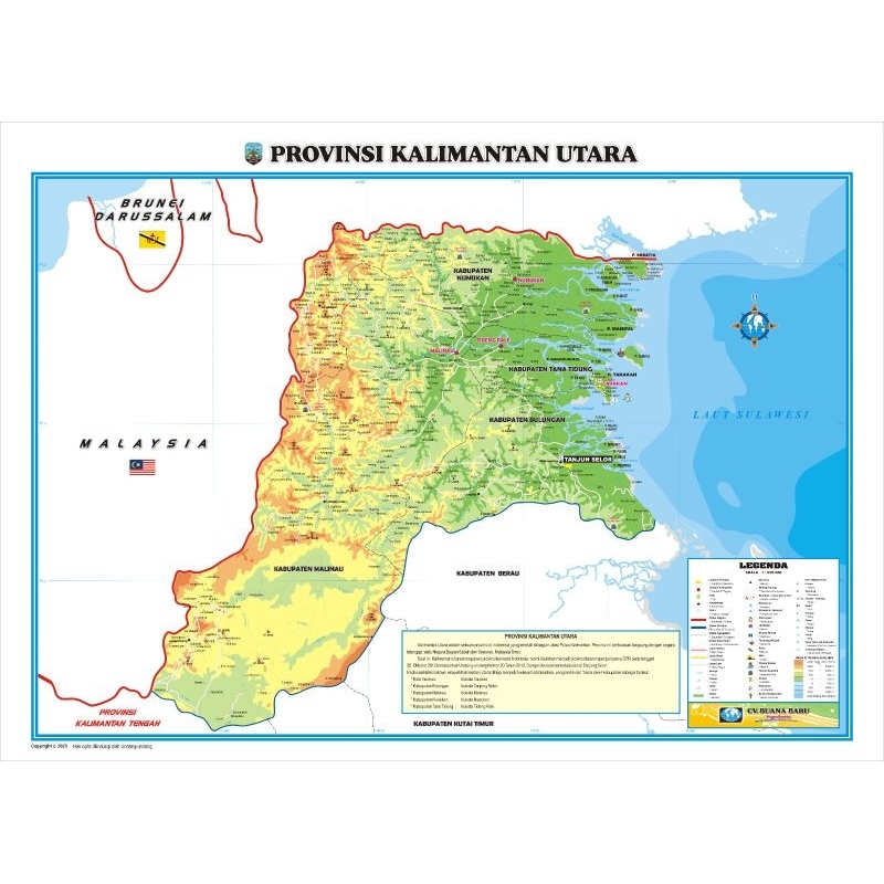 Jual Peta Bingkai Provinsi Kalimantan Utara Besar | Shopee Indonesia
