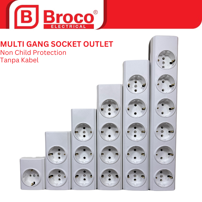 Jual BROCO STOP KONTAK MULTI OUTLET 1 2 3 4 5 6 LUBANG NCP TANPA KABEL ...