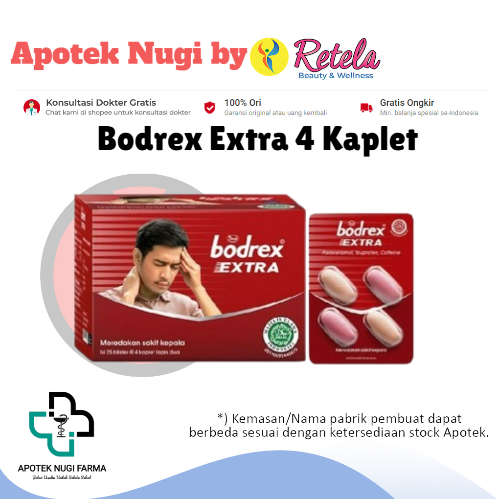 Jual Bodrex Extra 4 Kaplet / Paracetamol | Shopee Indonesia