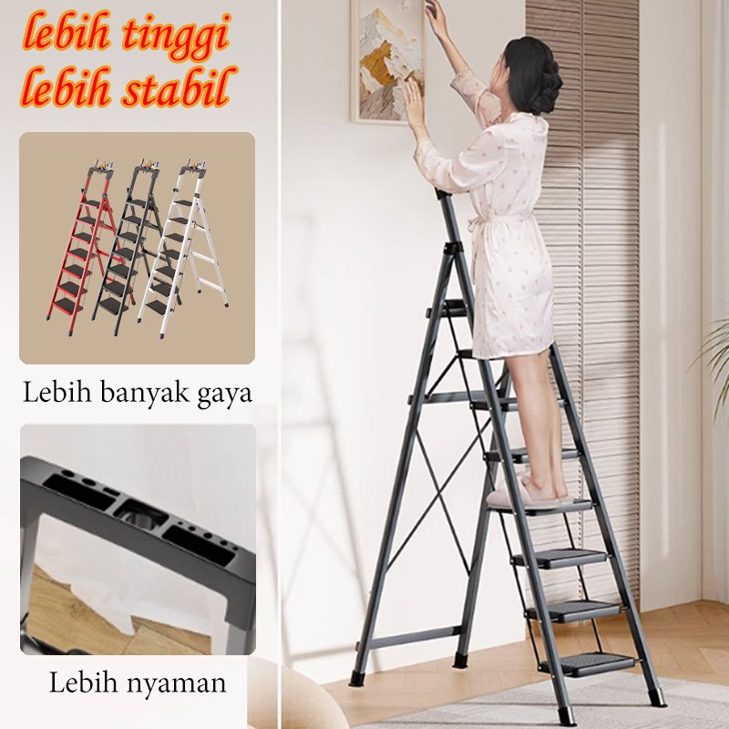 Jual Reaim Tangga 3/4/5/6/7/8 Step Tangga Lipat Multifungsi Putih/hitam/merah Tangga Lipat ...