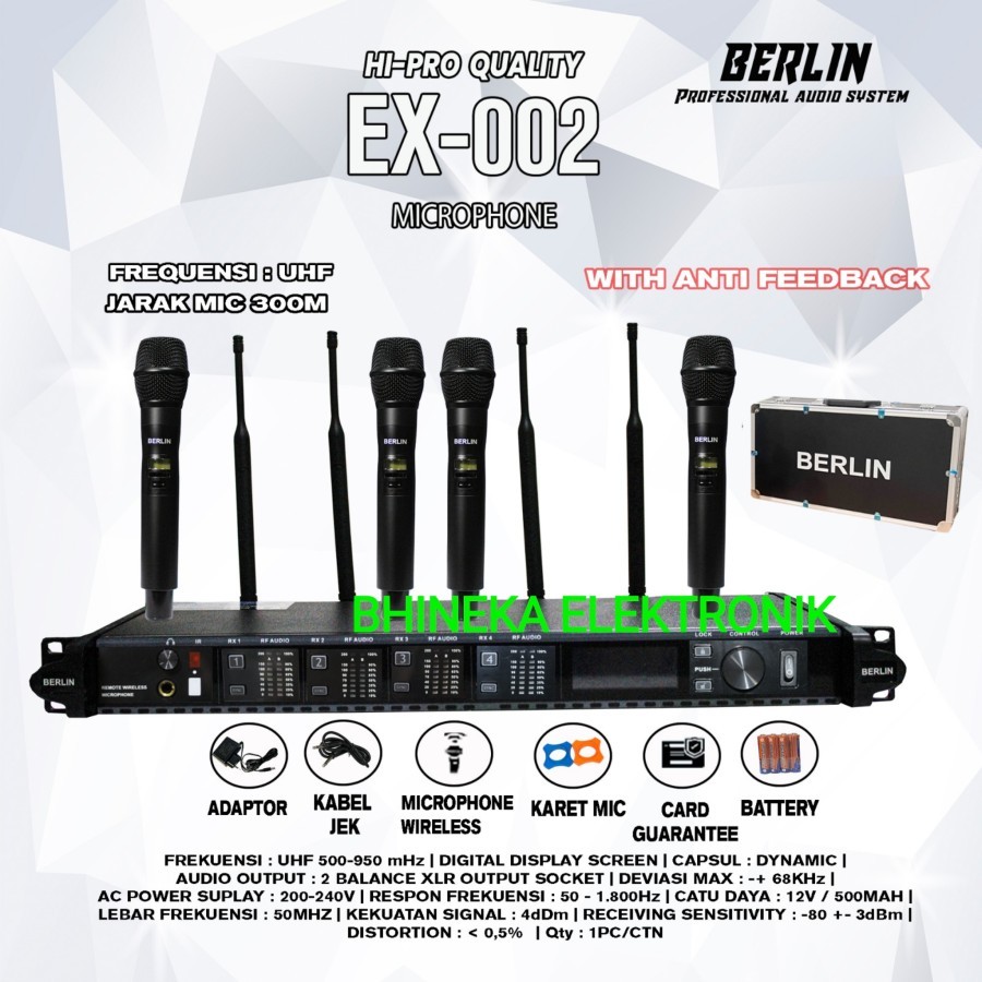 Jual mic wireless berlin EX 002 original microphone pegang handheld ...