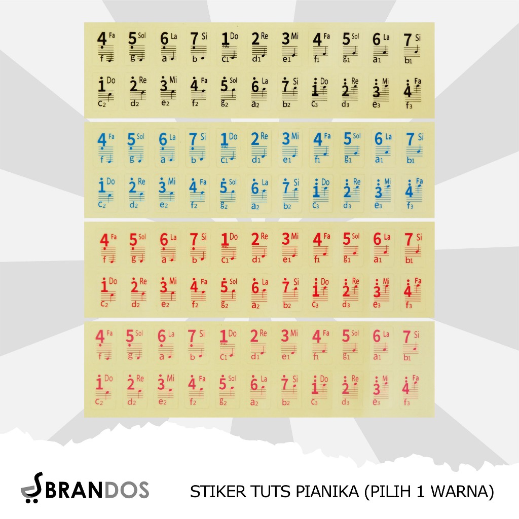 Jual Stiker Label Tuts Nada Pianika Pianica Notes Practice Sticker SV ...