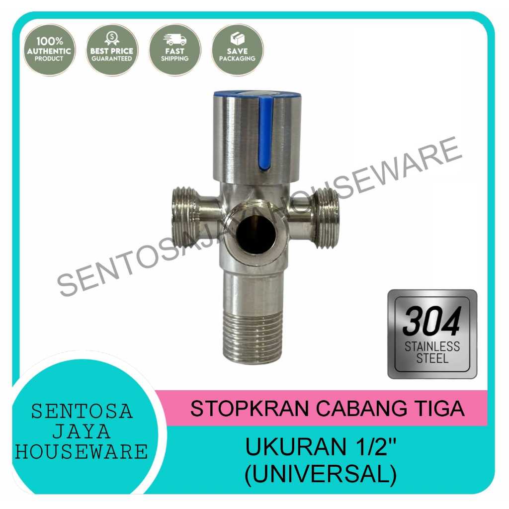 Jual STOP KRAN STAINLESS CABANG TIGA / STOPKRAN CABANG TRIPLE / KRAN CLOSET CABANG TIGA ...