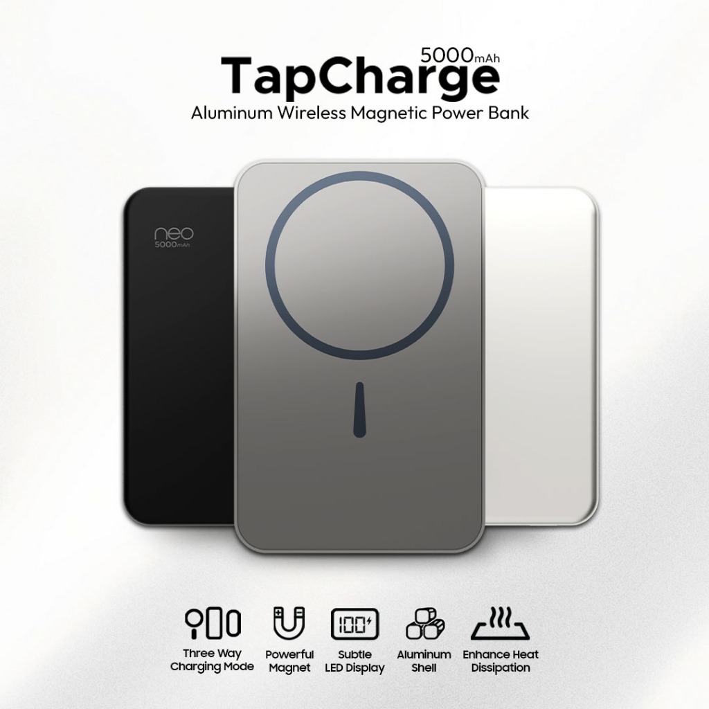 Jual Neo TapCharge 5000mAh Aluminum Magsafe Wireless Magnetic Power ...
