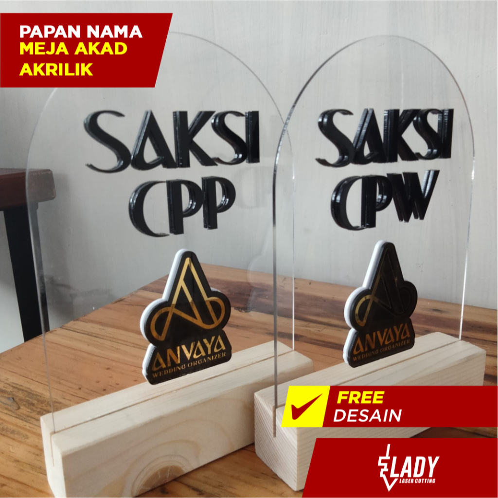 Jual Papan Nama Akrilik Meja Akad CPP CPW Wali KUA Saksi CPP Saksi CPW ...