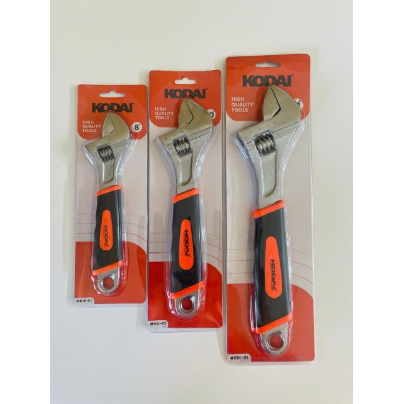 Jual Kunci inggris Adjustable wrench baut gagang karet 8-10-12 inch ...