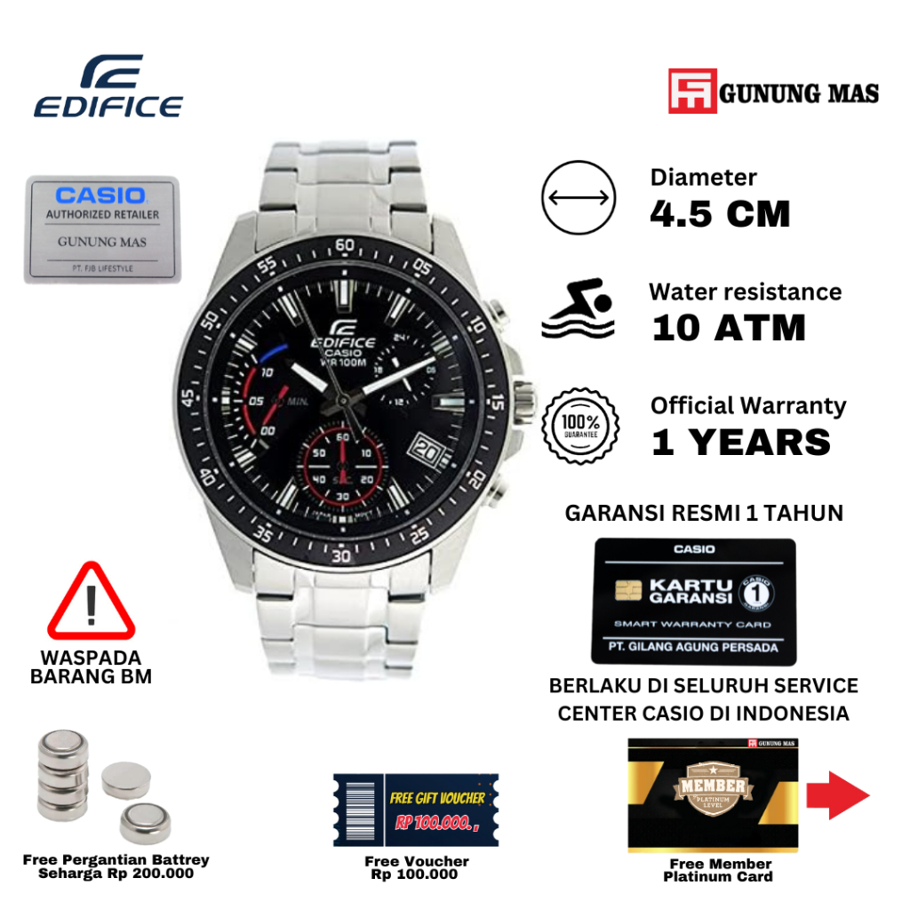 Jual CASIO EDIFICE EFC-540D-1AVDF Jam Tangan Pria 100% Original ...