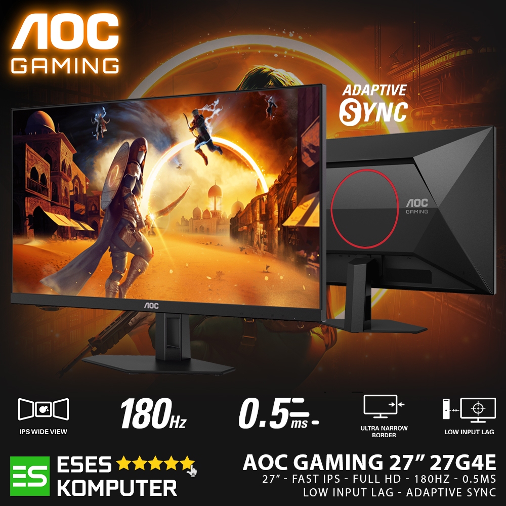 Jual Monitor AOC 27G4E 27" FAST IPS 180Hz 0.5ms FHD HDR10 LOW INPUT LAG ...