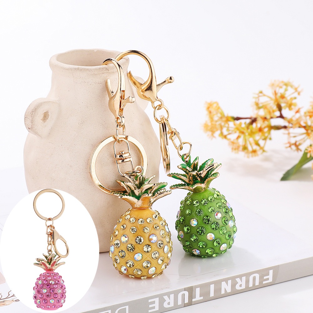 Jual Gantungan Kunci Nanas/Gantungan Kunci Buah Nanas Manik Manik Berlian Bahan Logam - Harga/pc ...