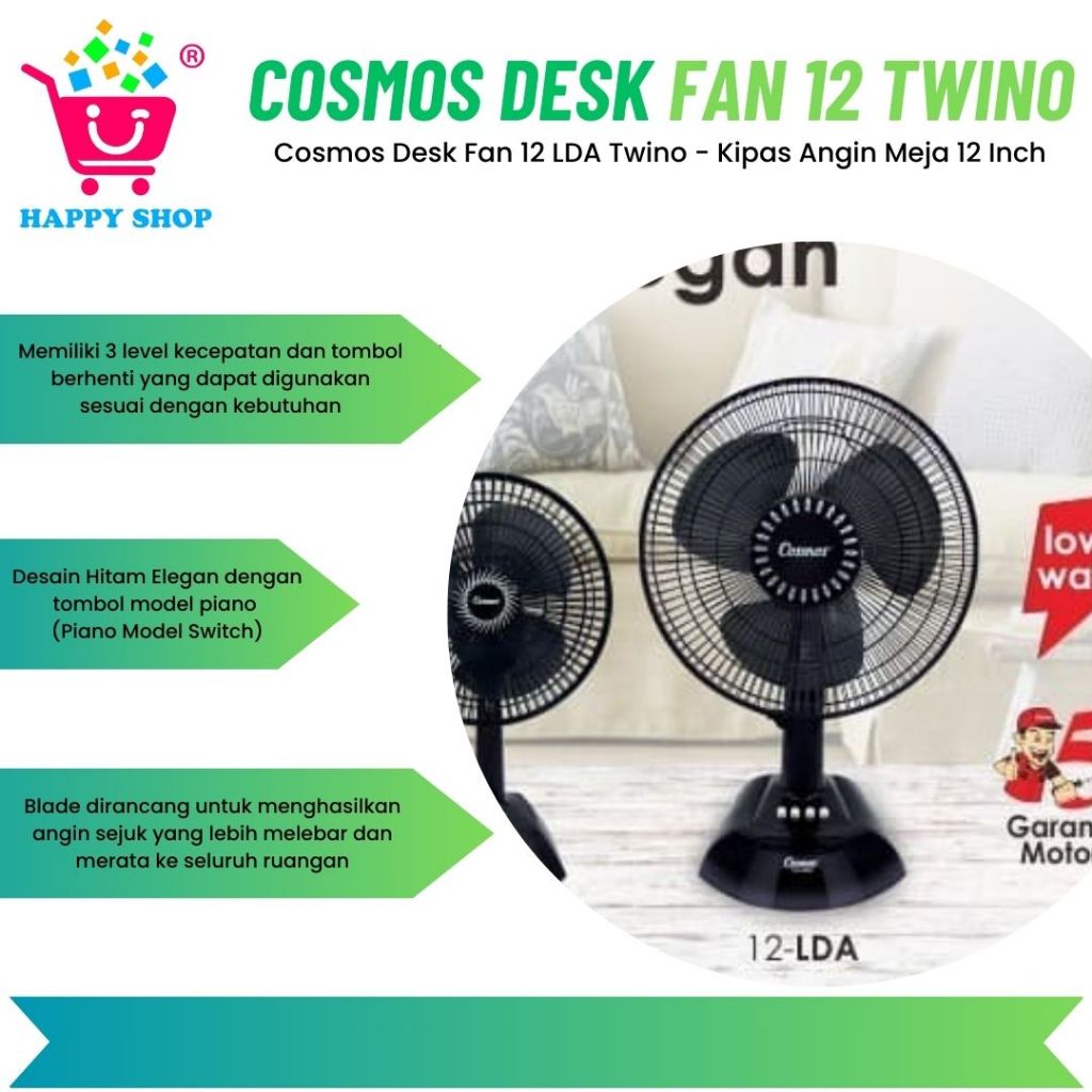 Jual Cosmos Desk Fan 12 LDA Twino - Kipas Angin Meja 12 Inch | Shopee ...