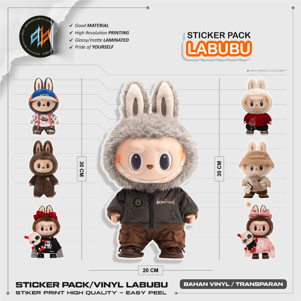 Jual STICKER PACK LABUBU / STIKER BONEKA LABUBU VINYL / TRANSPARAN ...