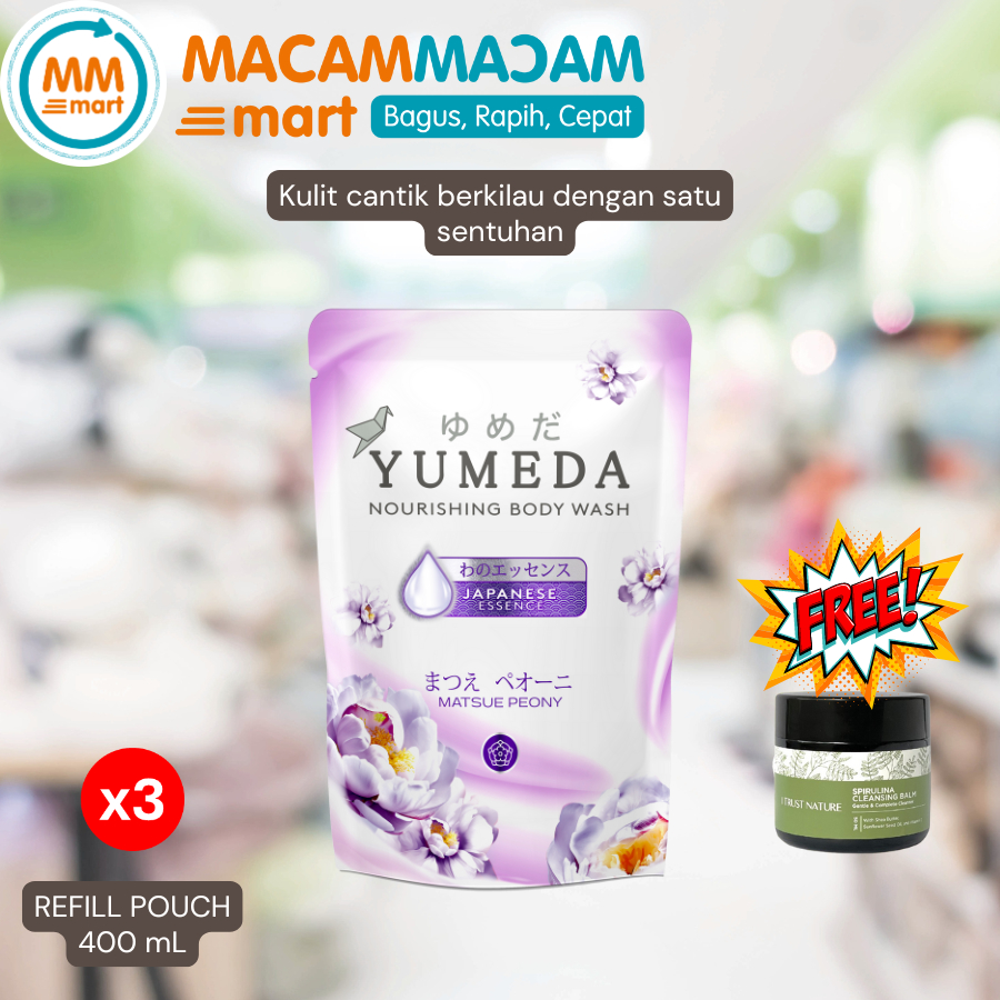 Jual [BUNDLING] YUMEDA Nourishing Body Wash Matsue Peony Pouch 400mL (3 ...