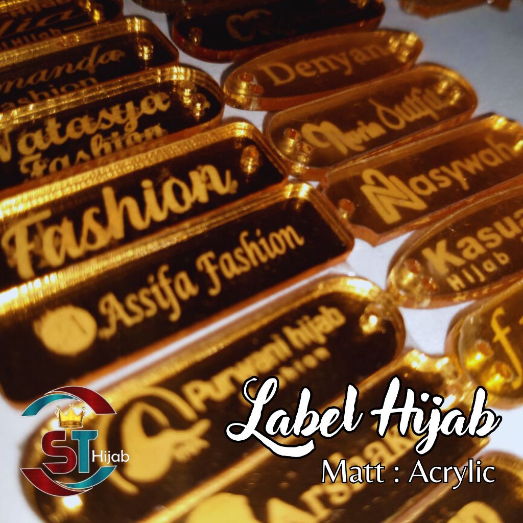 Jual 𝐒𝐓 𝐀𝐤𝐫𝐢𝐥𝐢𝐤 - (200 PCS) Label Akrilik Custom | Label Hijab Pakaian ...