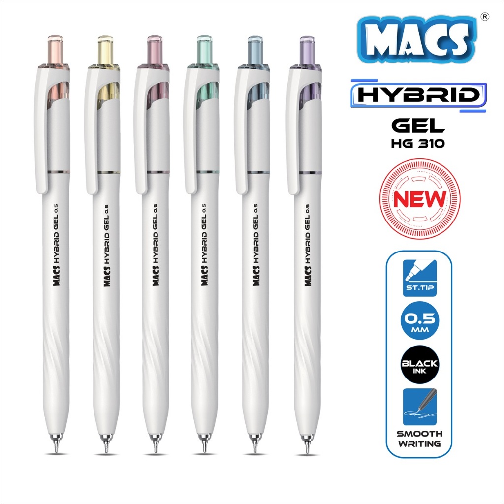 Jual MACS Hybrid Gel Pen HG 310 - Mix Color (Pulpen / Pena / Ballpoint ) | Shopee Indonesia