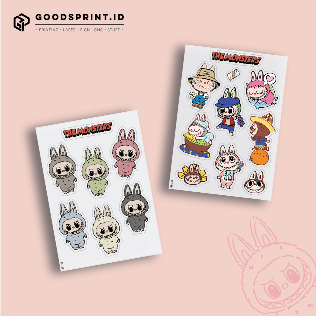 Jual Sticker Pack Transparant MONSTER LABUBU Stiker Tumbler Waterproof ...