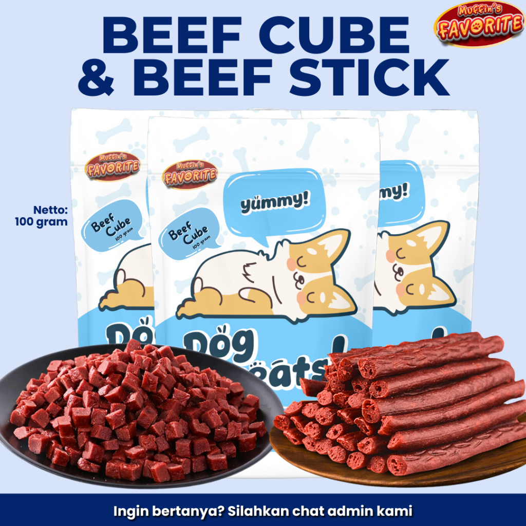 Jual Favorite Beef Cube & Beef Stick Dog snack Dog Treats Snack Anjing ...
