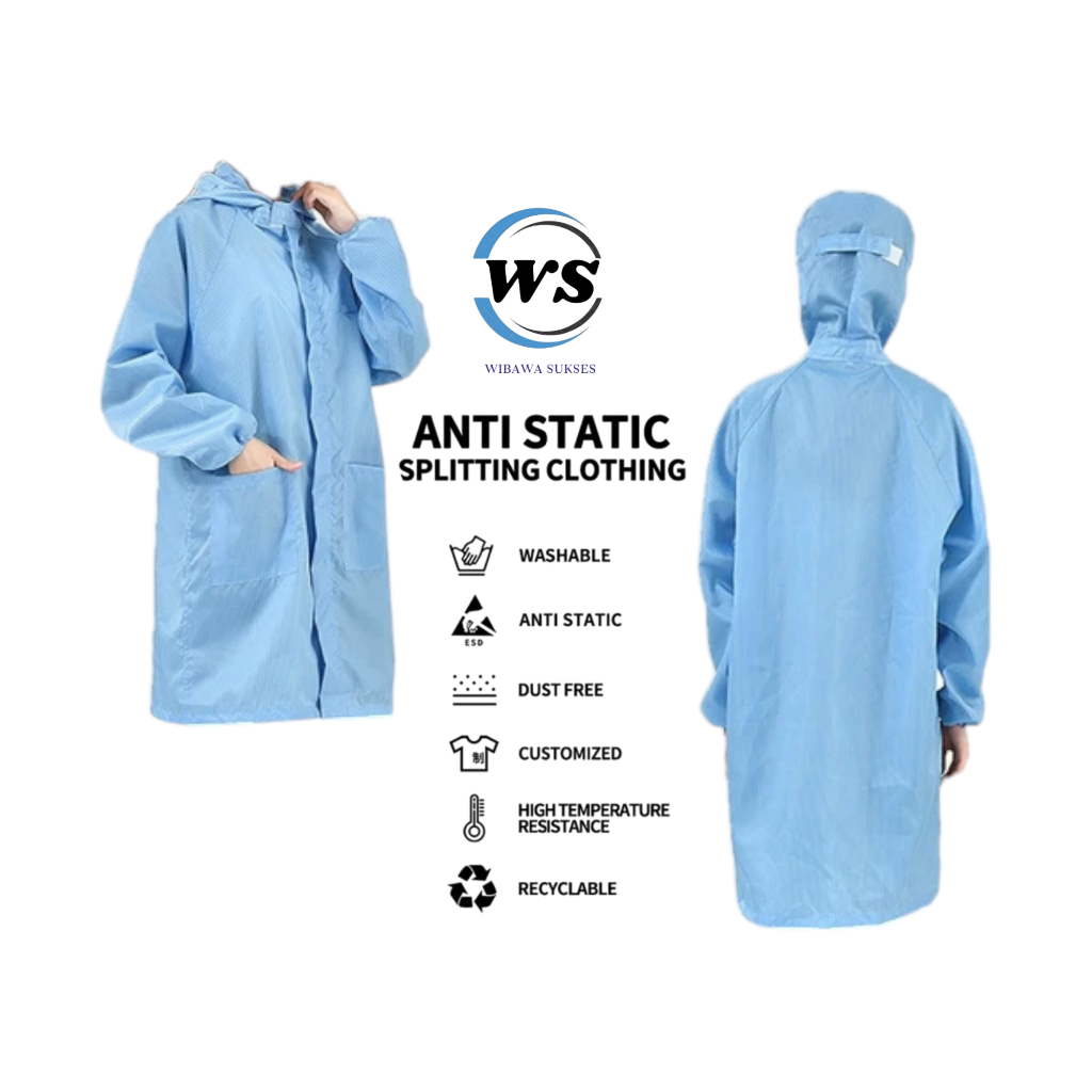 Jual Jas Lab Antistatic ESD With Hood Dengan Penutup Kepala Menyatu ...