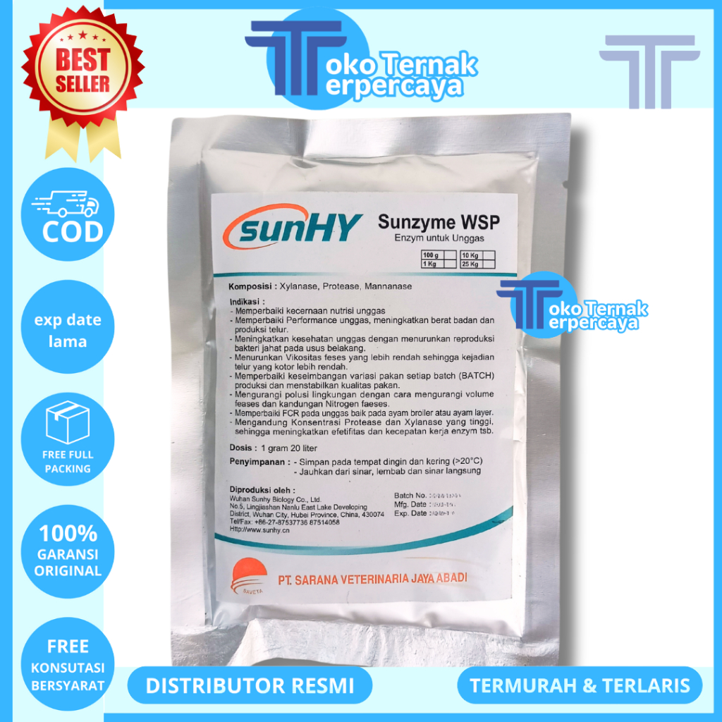 Jual SUNZYME WSP 100 GRAM - Enzim Larut Air - Enzyme untuk Ternak ...