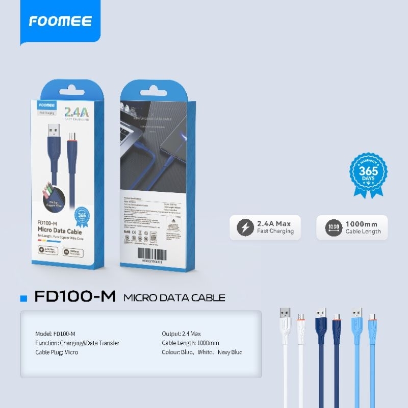 Jual Foomee FD100/FD116 Kabel Data Micro/Type-C/Lightning Fast Charging 1M | Shopee Indonesia