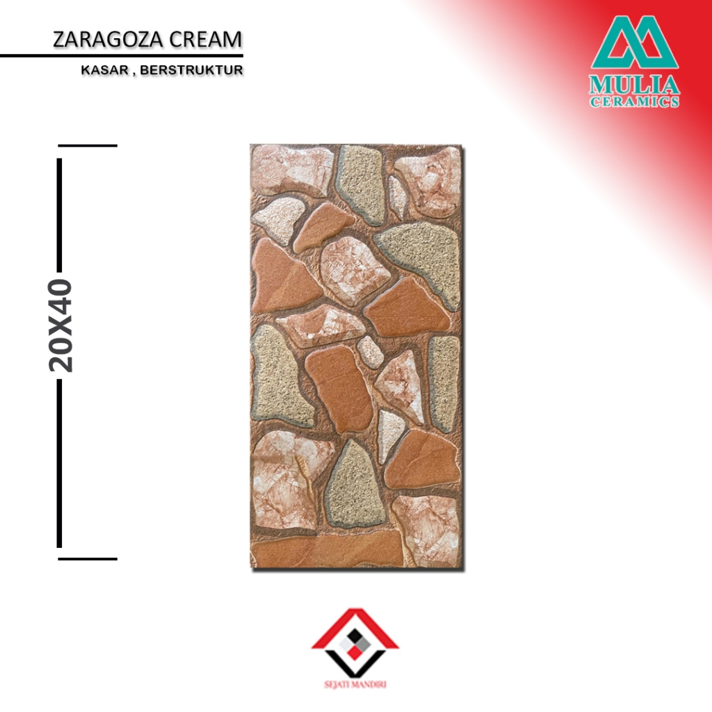 Jual keramik 20x40 - motif batu alam - mulia zaragoza cream | Shopee ...