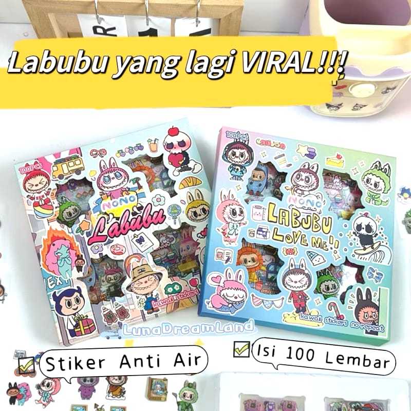 Jual 100 Lembar Sticker LABUBU - Stiker Botol Minum Tumblr Viral ...