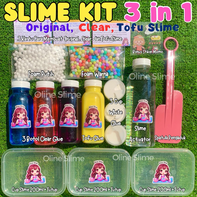 Jual Slime Kit 3 in 1 Terlengkap Anti Gagal by Oline Slime Mainan Slime Bikin Sendiri DIY ...