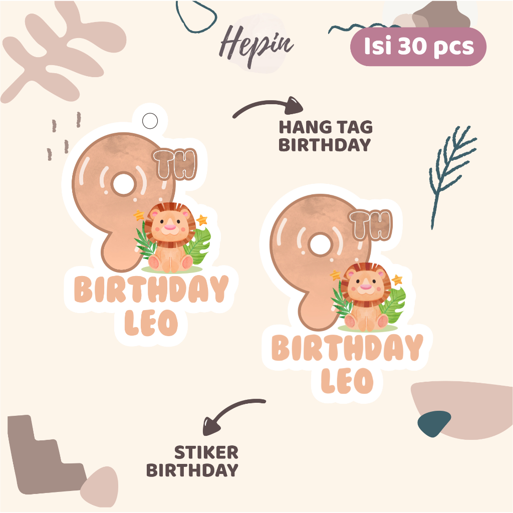 Jual (30pcs) Hang tag & stiker ulang tahun tema ZOO/hewan kebun ...
