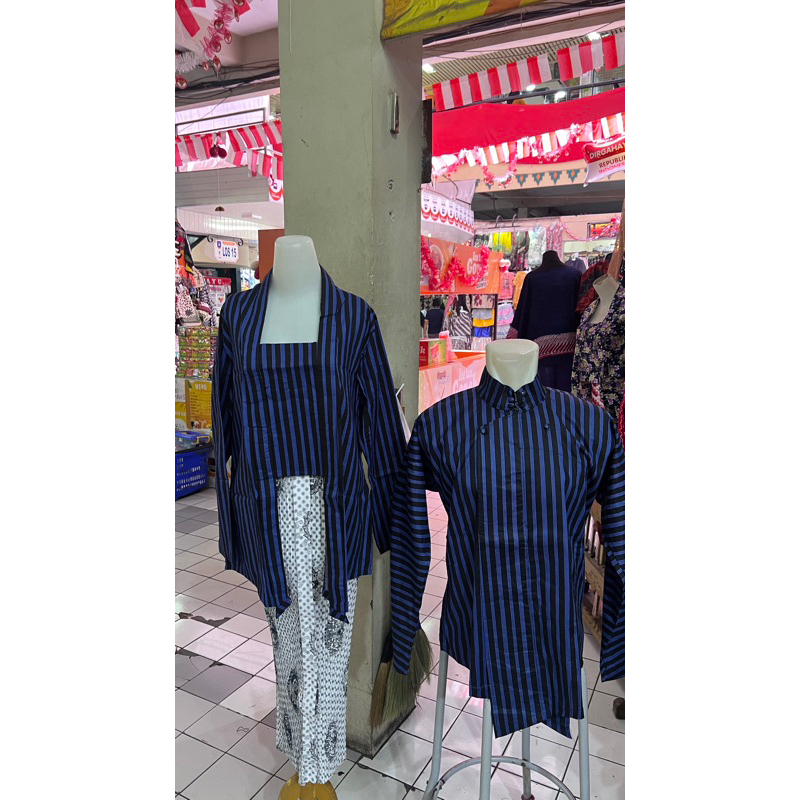 Jual SURJAN KEBAYA JAWA BIRU LURIK 1 MOTIF SERAGAM SARIMBITAN | Shopee Indonesia