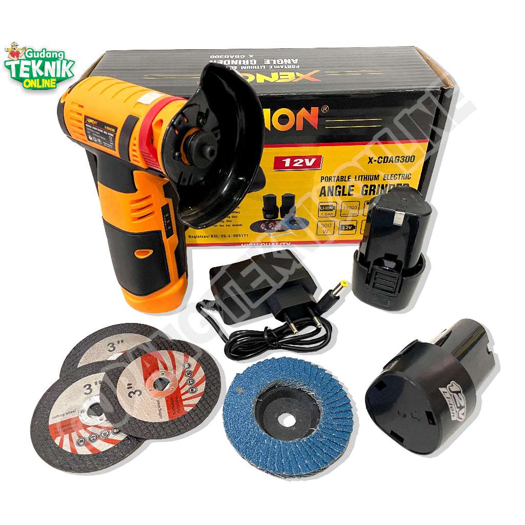 Jual Mesin Gerinda MINI 3" CORDLESS XENON X-CDAG300 PORTABLE 12V ...