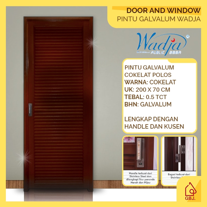 Jual PINTU GALVALUM COKELAT WADJA TIPE PUBLIC DOOR + KUSEN + HANDLE ...