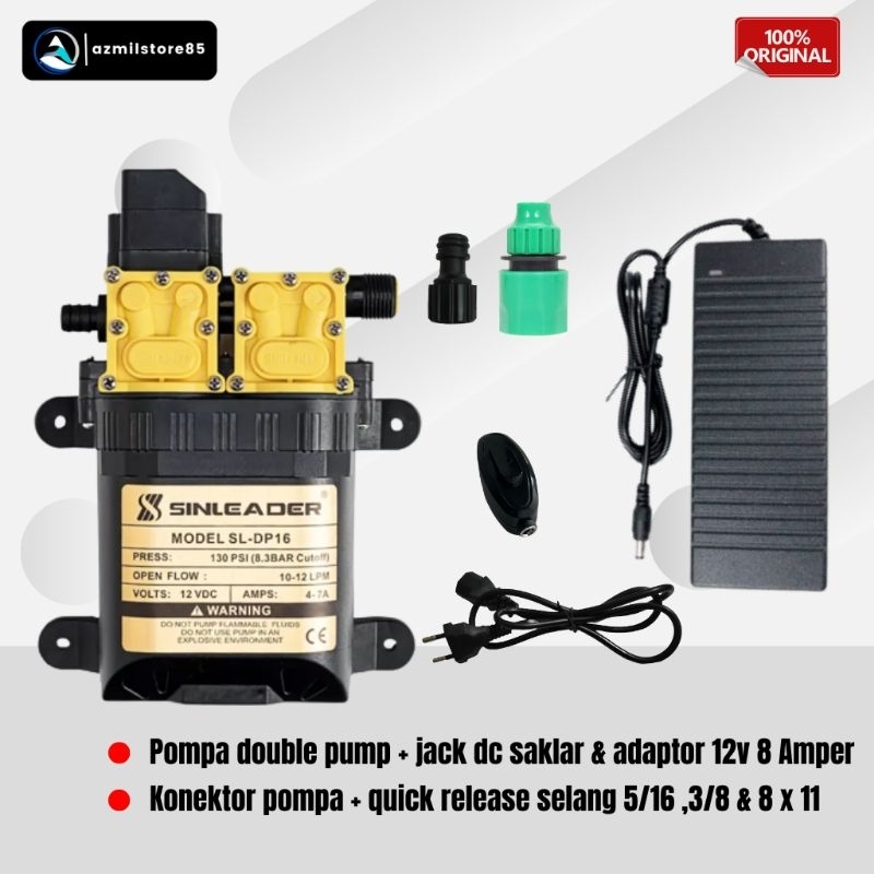 Jual Pompa Sinleader SL- DP16 Doublepump + Adaptor 8/10 Amper | Shopee Indonesia