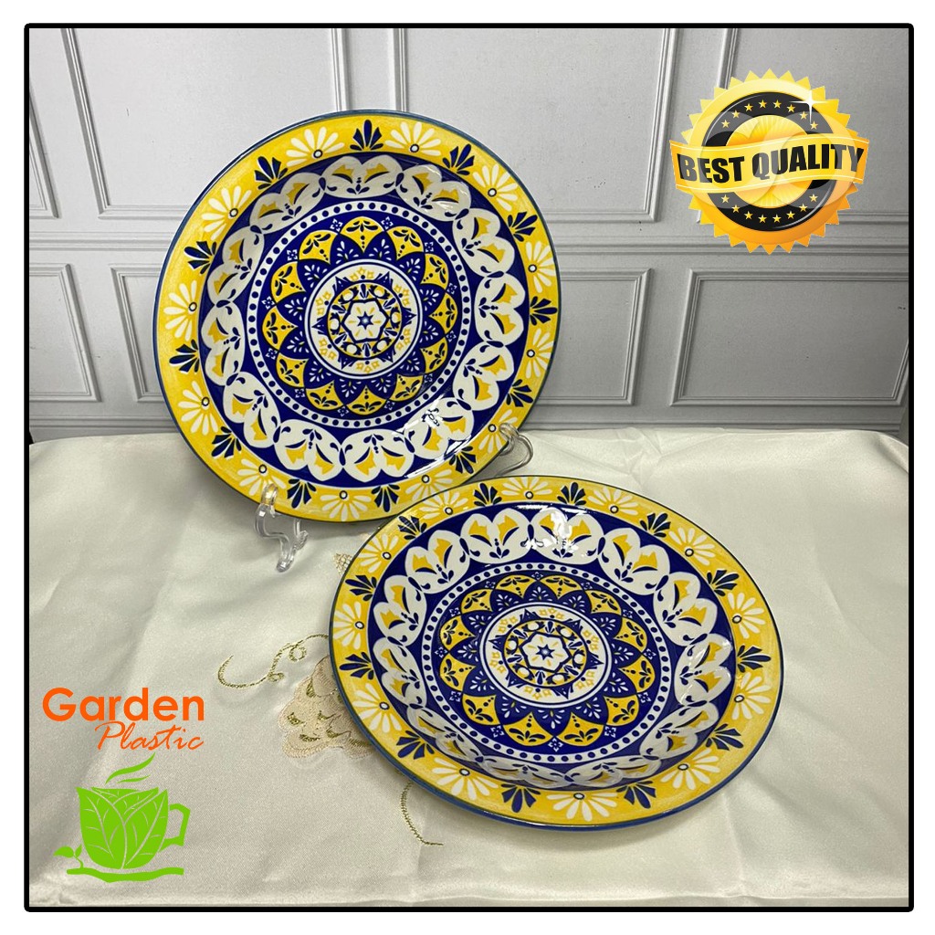 Jual PIRING MAKAN 9.25IN KERAMIK FG WHITE LINE / PIRING MOTIF ...