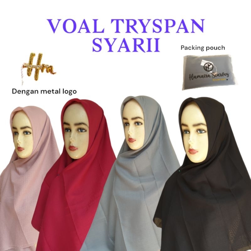 Jual HUMAIRA- Segiempat Voal Tryspan Syarii || Hijab Polos ukuran Syar ...