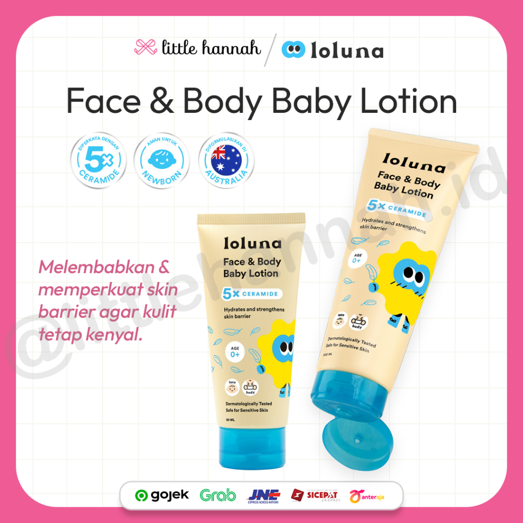 Jual LOLUNA Face & Body Baby Lotion 80ml with 5x Ceramide / Body Lotion ...