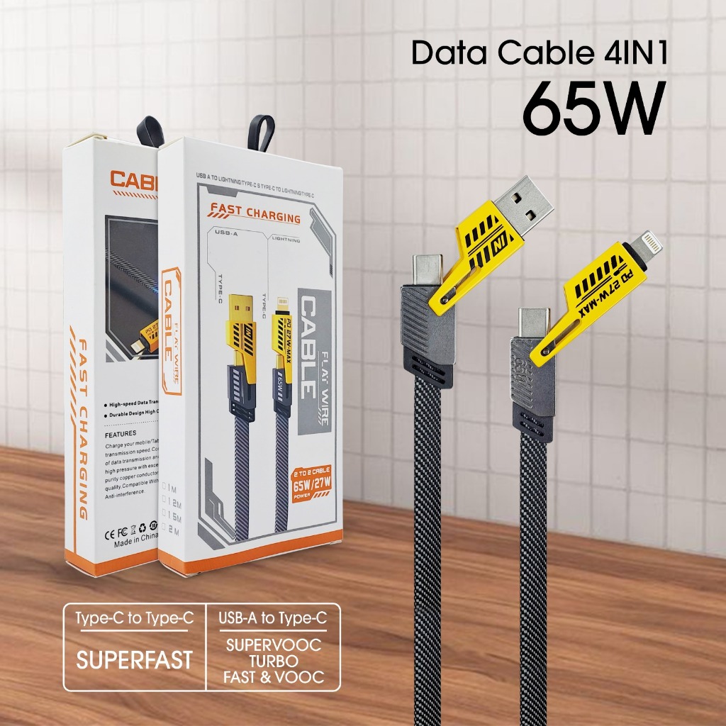 Jual Kabel Data 4 IN 1 65W Fast Charging Kabel Charger Hp PD 27 W TYPE ...