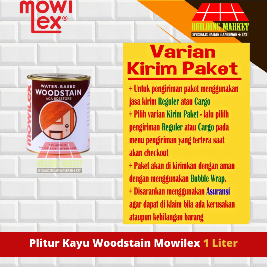 Jual PLITUR POLITUR KAYU WOODSTAIN MOWILEX WATER BASED 1 LITER PAKET ...
