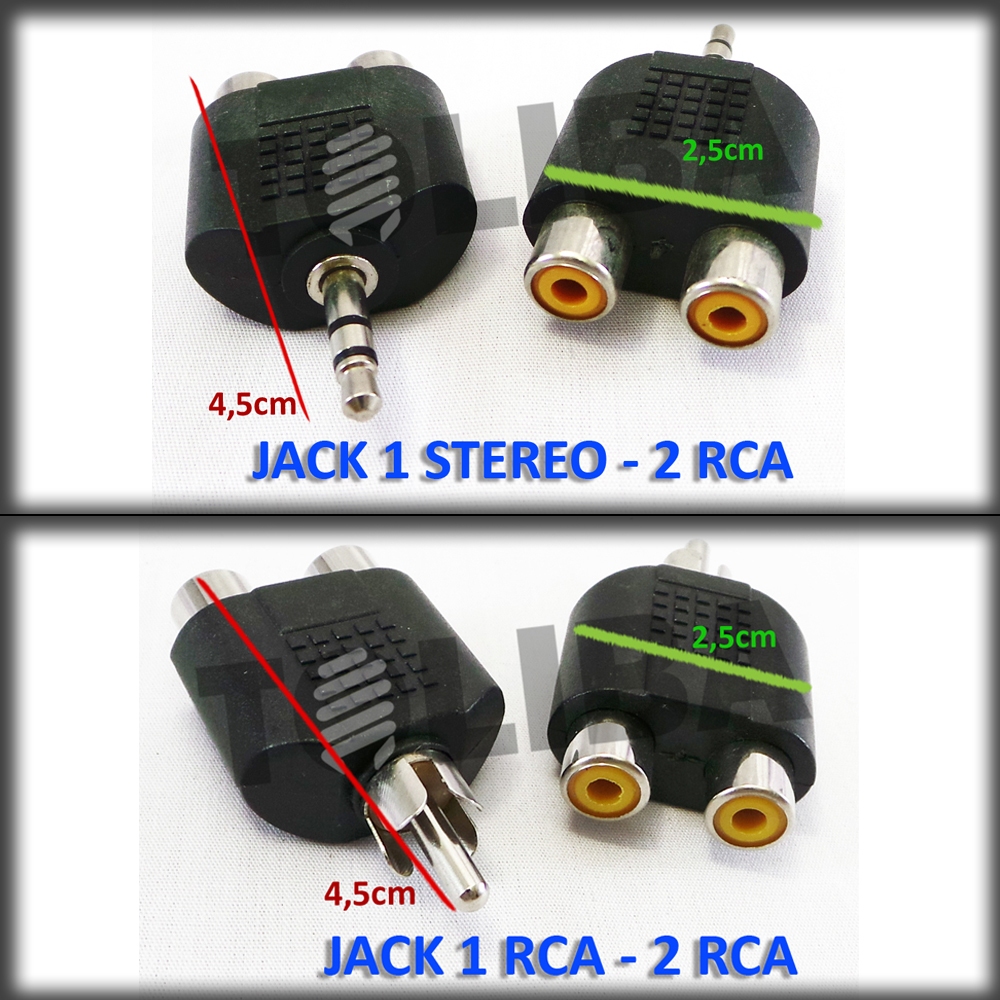 Jual Converter Jack Stereo To 2 Cover rca / jack T stereo audio mini 1-2 / Converter Jack RCA To ...