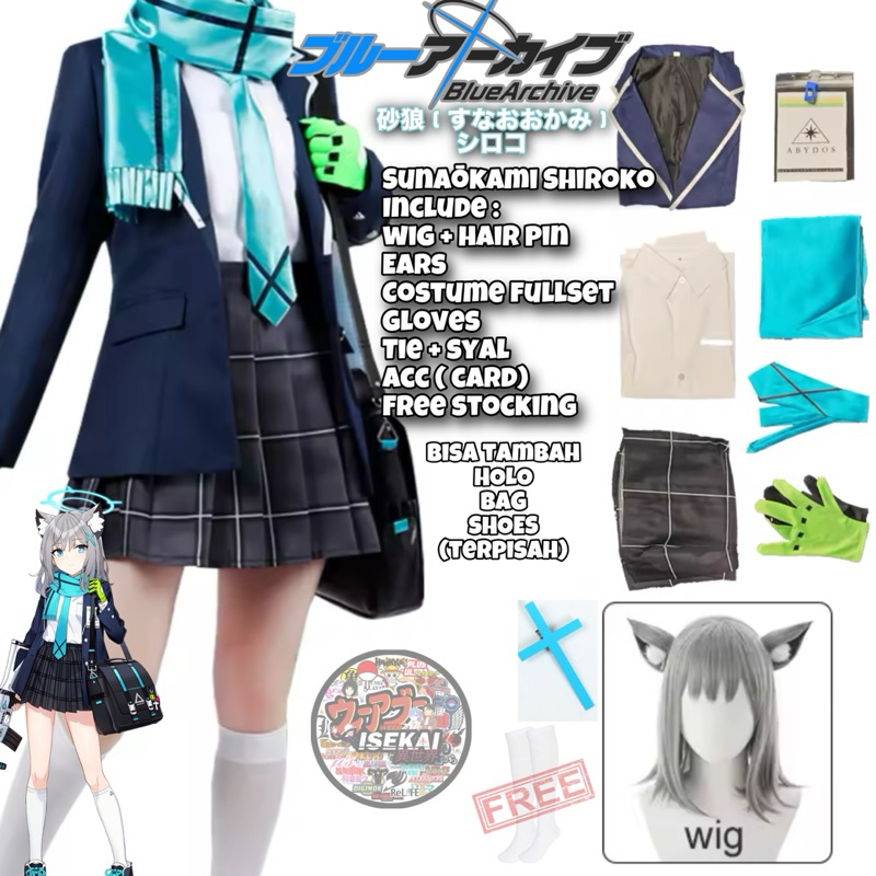 Jual fullset + wig + costume cosplay blue archive all charachter ...